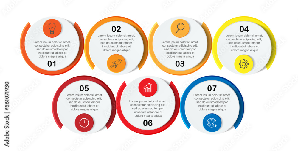 infographic template design, minimalist concept, interconnected circles ...