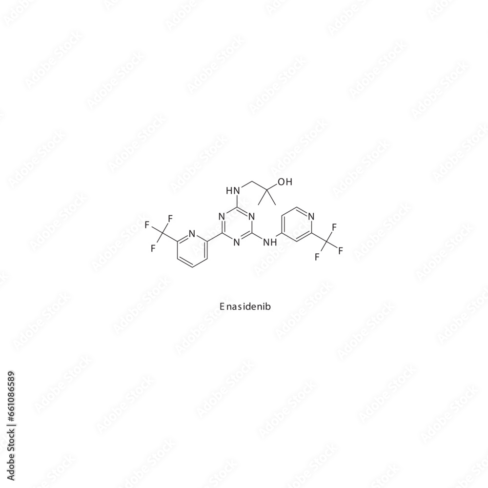 Enasidenib flat skeletal molecular structure Tyrosine kinase inhibitor ...