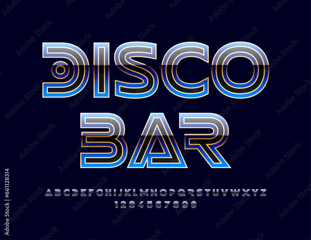 Vector premium banner Disco Bar. Trendy elegant Font. Futuristic style ...