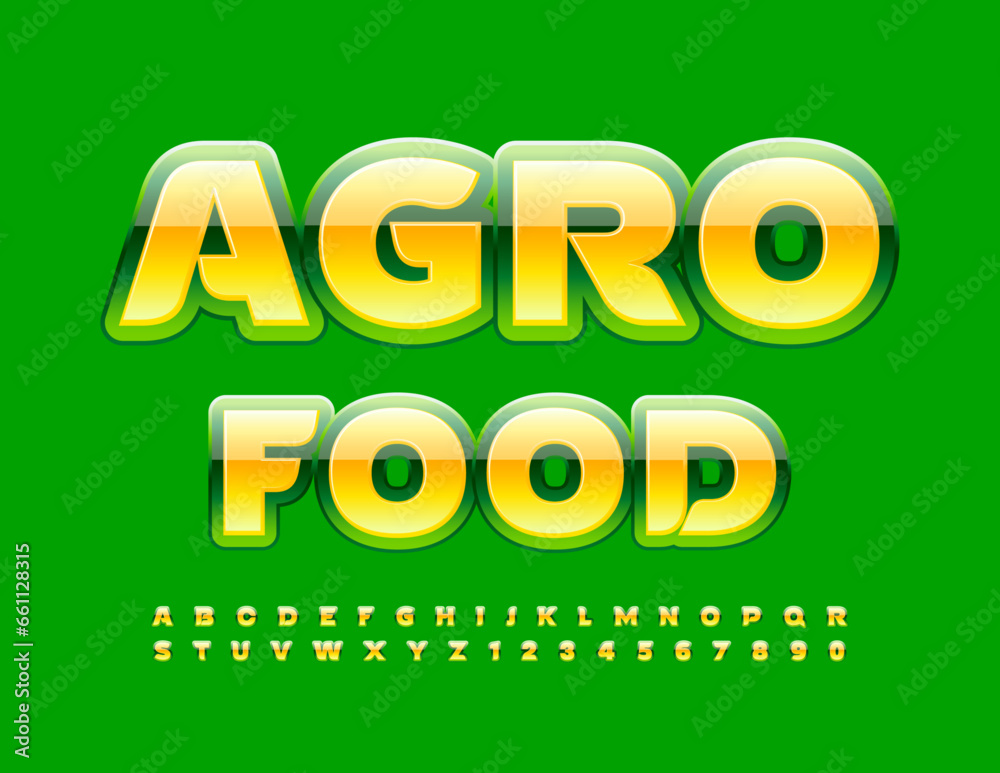 Vector eco concept Agro Farm. Modern Yellow and Green Font. Stylish ...