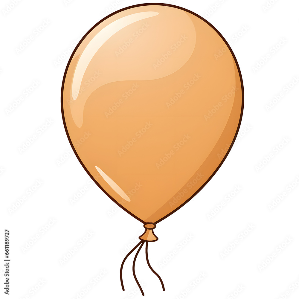 cartoon clipart of a single balloon in the color Tan, birthday clipart ...