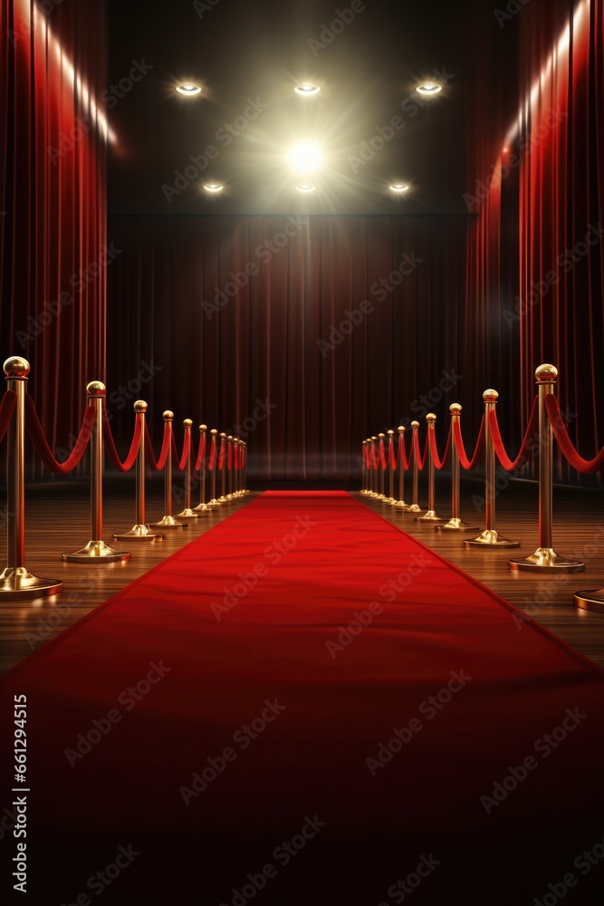 Long red carpet between rope barriers Stock Photo | Adobe Stock
