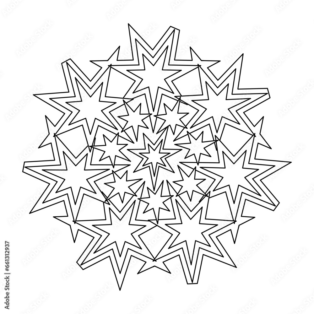 Mandala with stars. Coloring pages . Hand-drawn pattern, Doodle anti ...