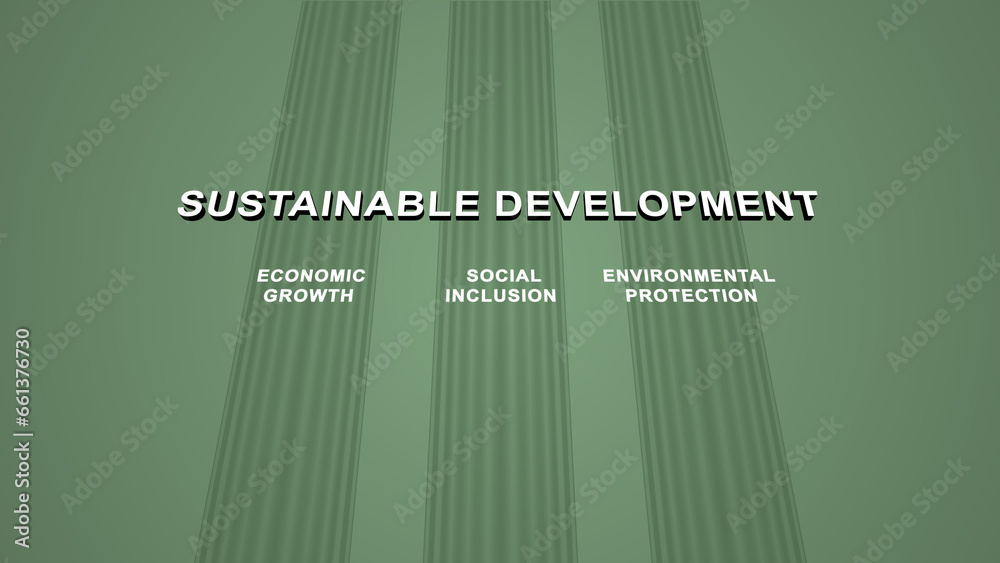 Illustration of three columns with white texts on a green background ...