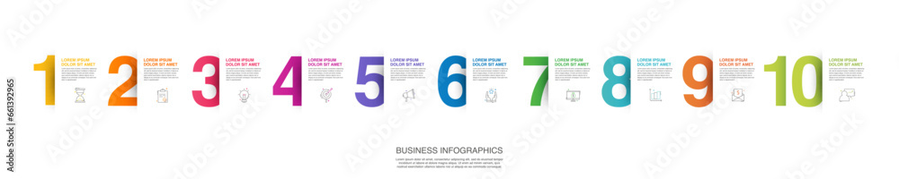 Modern vector flat illustration. Line infographic numbers template with ...