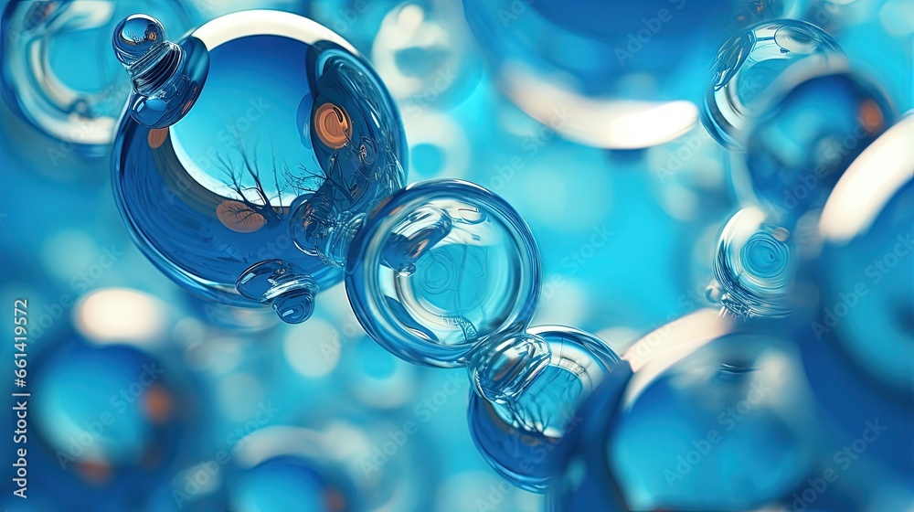 Cell, molecule concept. Soap bubbles group macro representing abstract ...