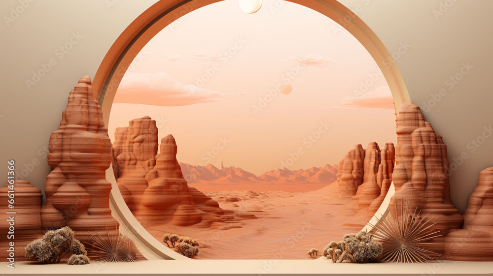 3D Sunlit Crafted Podium: A Desert Oasis for Innovative Product ...