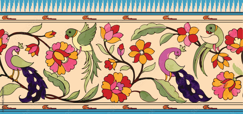 traditional indian border design Stock Vector | Adobe Stock