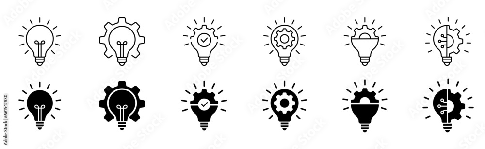 Idea lightbulb icon. Inspiration creativity lamp vector icon collection ...