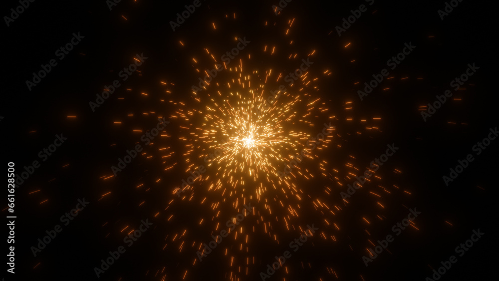 Bright glowing circle of flying sparks particles. Fireworks like ...