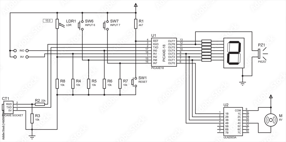 Microcontroller system. Vector electrical circuit of electronic device ...