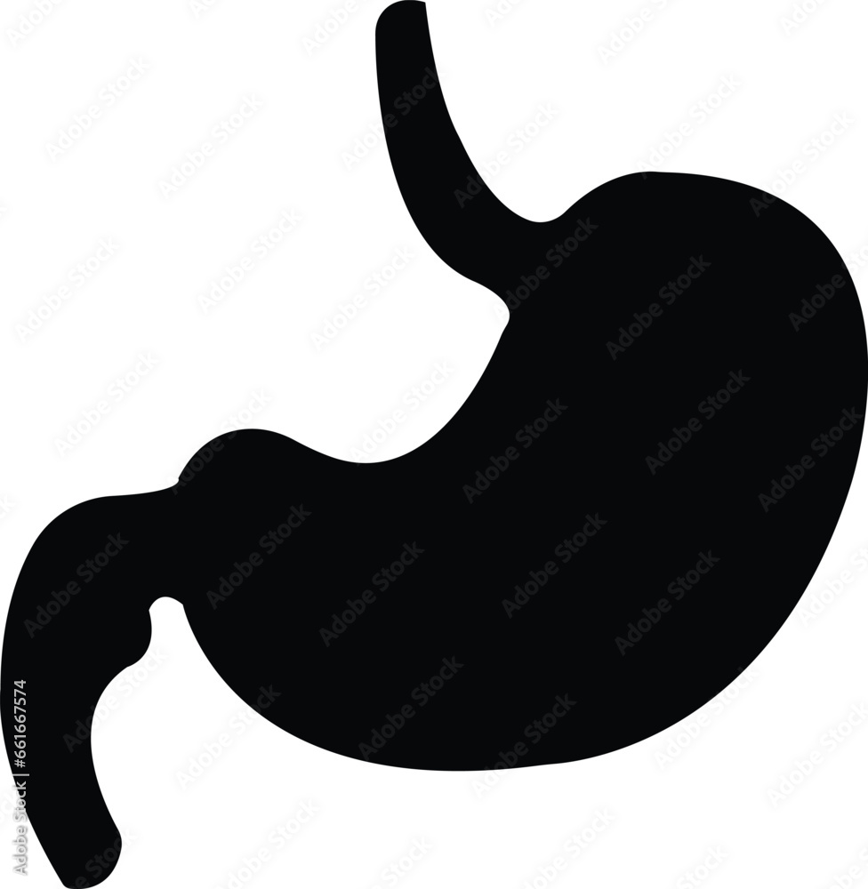 Stomach icon. Human internal organs symbol. black flat Digestive system ...