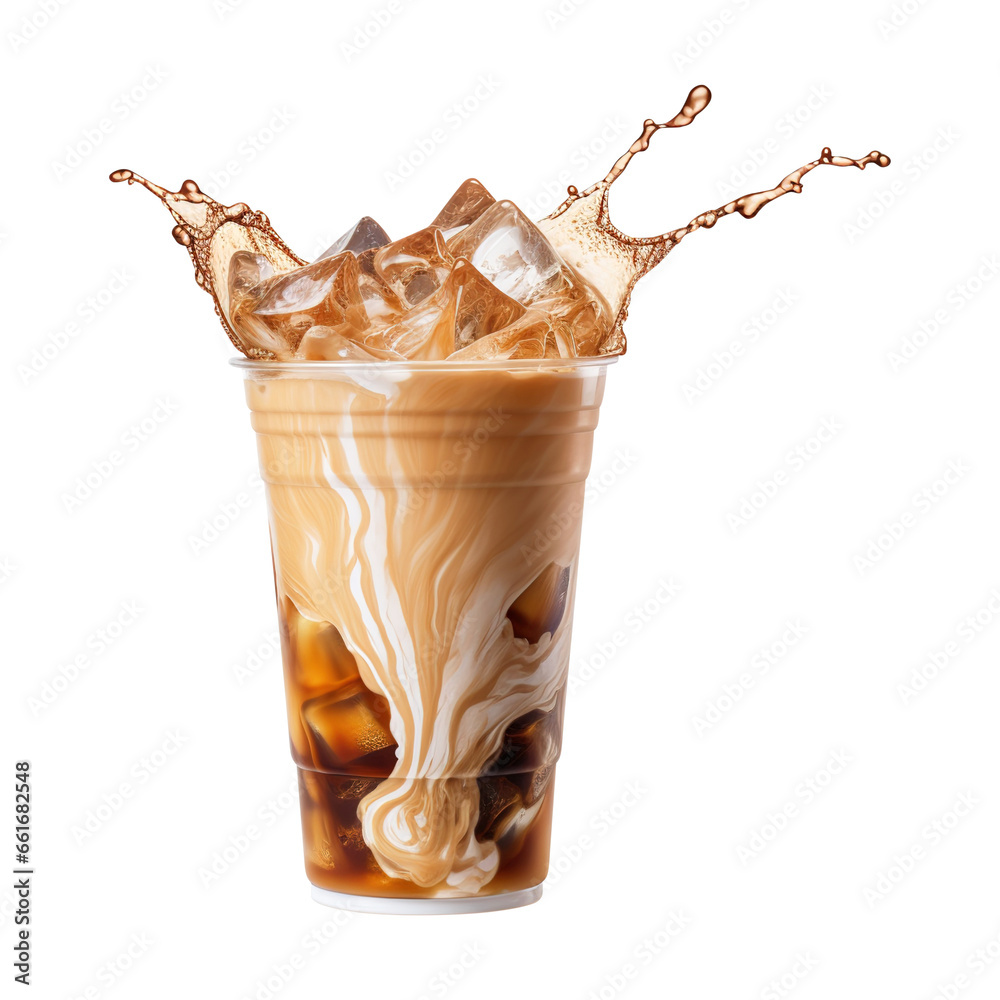 Iced coffee splash isolated on transparent background Remove png, Clipping Path Stock ...