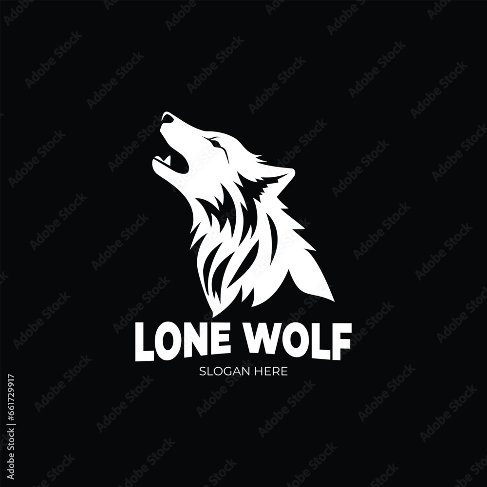 Howling wolf head vector illustration. Wolf head badge emblem logo icon ...