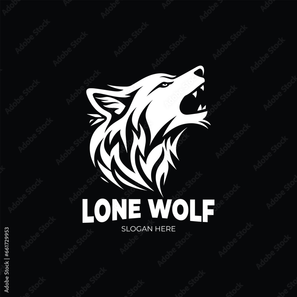 Howling wolf head vector illustration. Wolf head badge emblem logo icon ...