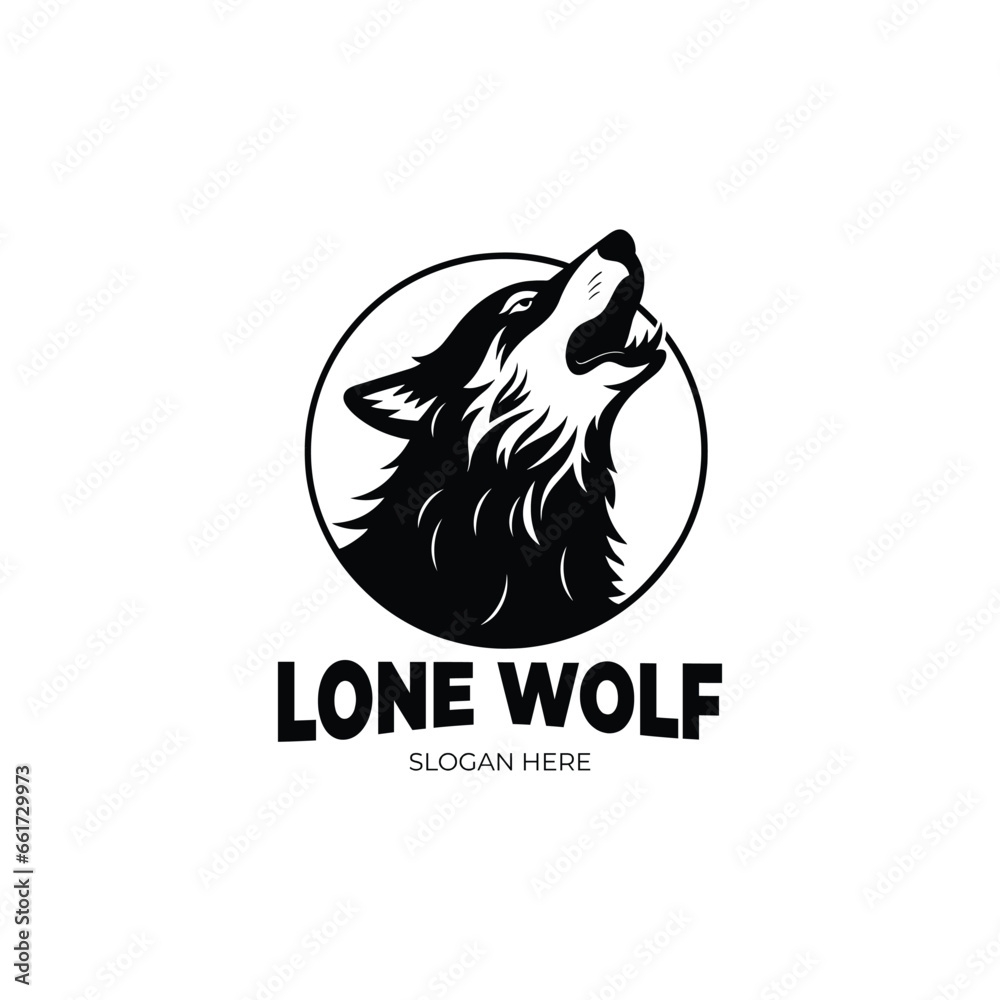 Howling wolf head vector illustration. Wolf head badge emblem logo icon ...