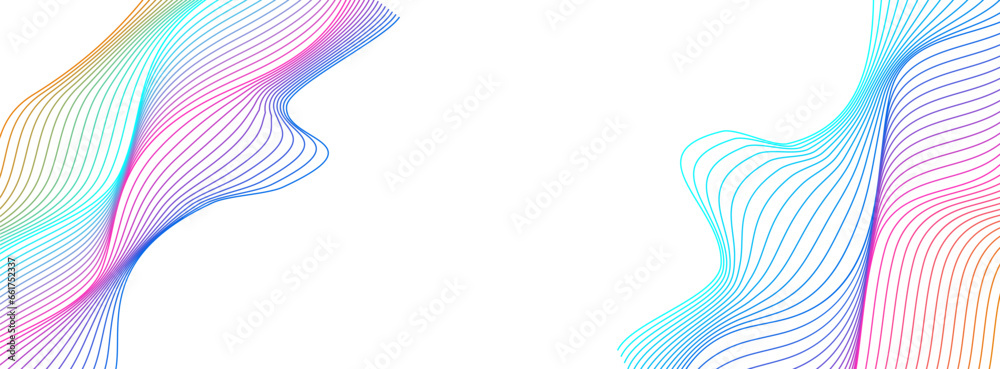 Gradient Ribbon Background White Vector. Circular Backdrop. Neon Line ...