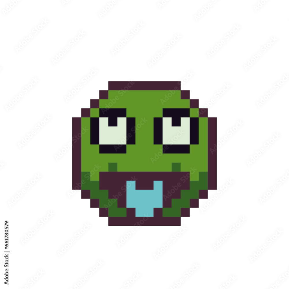 surprised face looking up with tongue hanging out green smiley emoticon ...