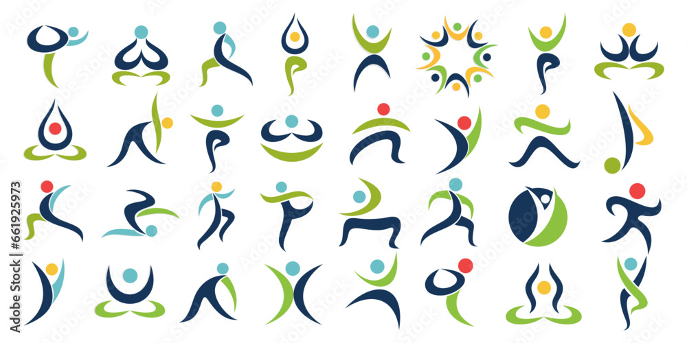 Collection of yoga logo. various poses of yoga.Yoga exercises. Design ...