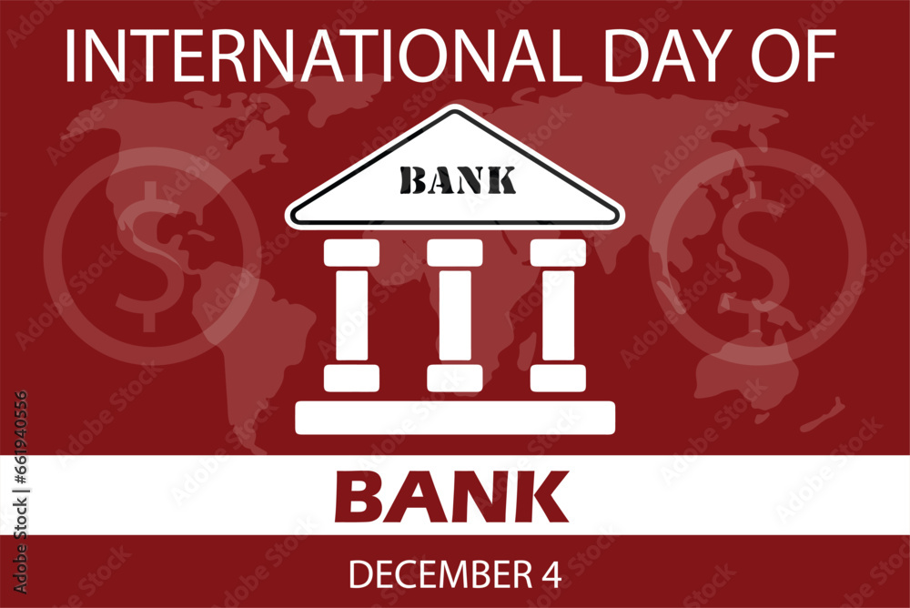 International day of Banks, World Banks day, Red background, Design ...