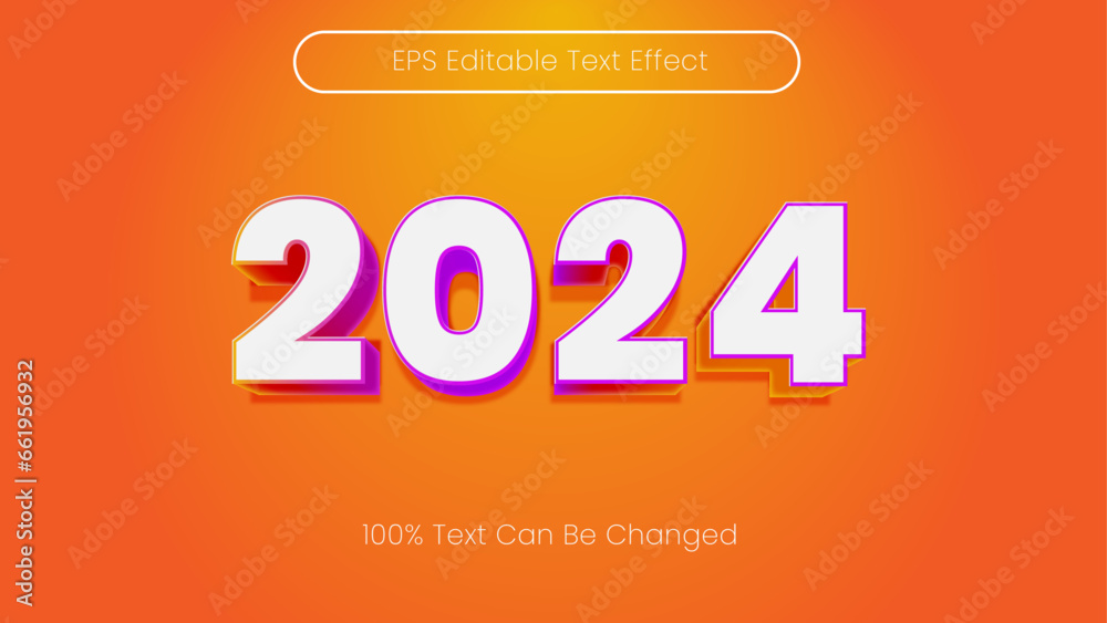 Editable Text Effect 2024 Name 3D Style with Orange Gradient Background ...