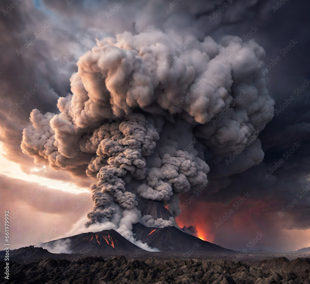 Striking image captures raw power of a volcanic eruption, a large cloud ...