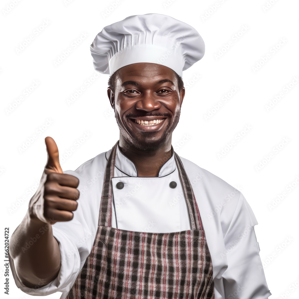 african american Chef Holding Thumbs Up With One Hand isolated on ...
