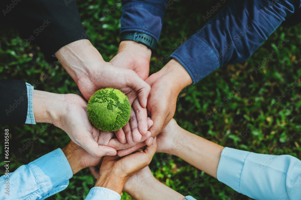 World environment day with global community teamwork and group of ...