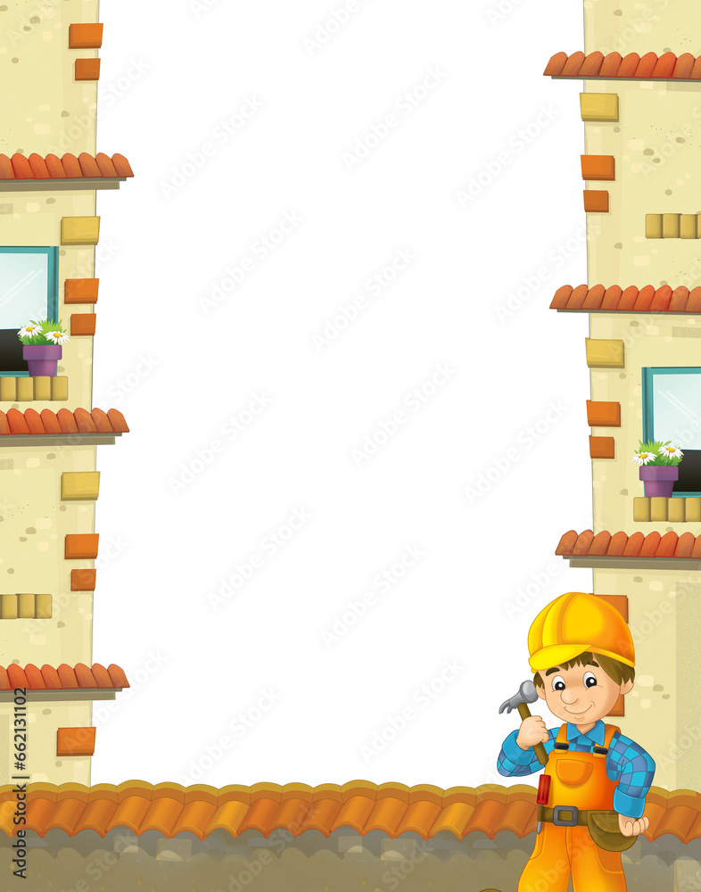 Ilustración de Stock cartoon frame border scene city construction site ...