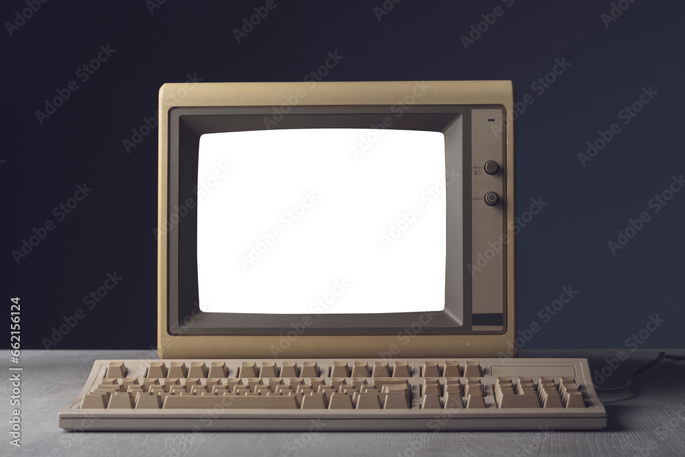 Vintage personal computer on a desktop Stock Photo | Adobe Stock