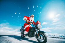 Vintage Santa On A Motorcycle Free Stock Photo - Public Domain Pictures