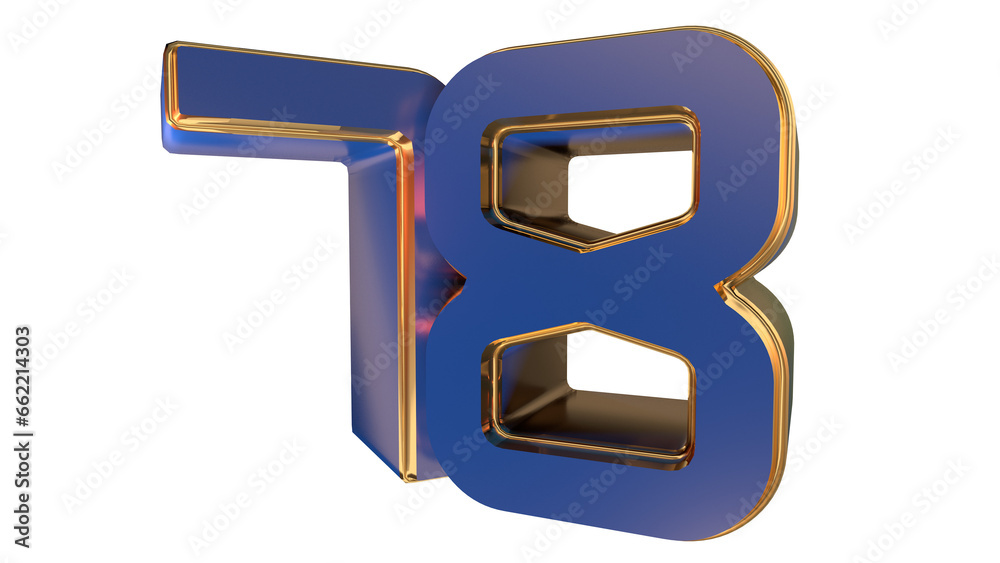 Blue 3d number 78 Stock Illustration | Adobe Stock