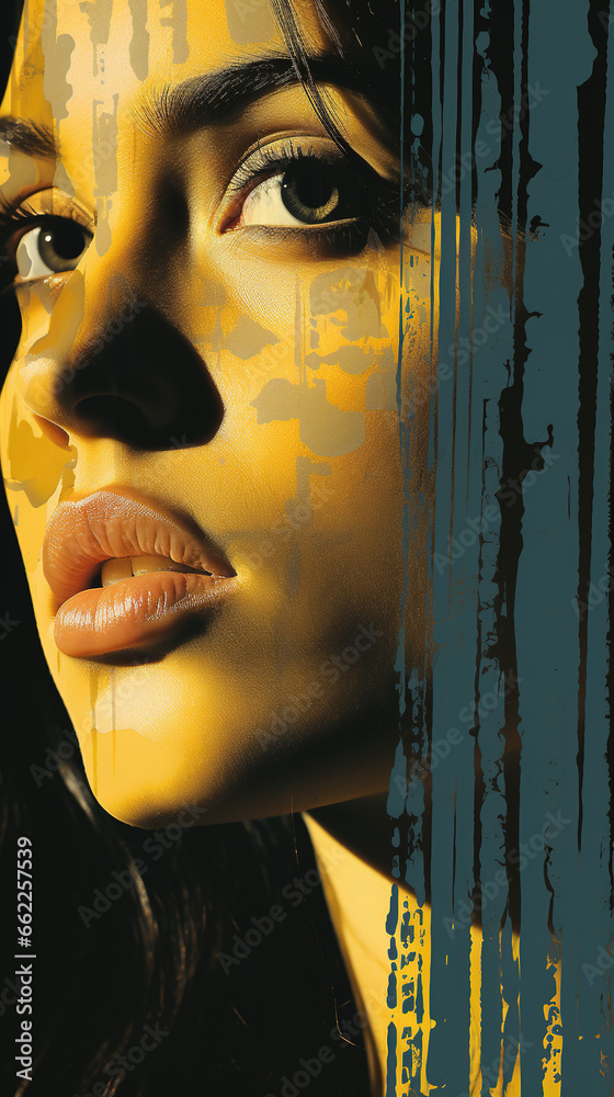 Splashed Brush Strokes Oil Pianting Abstract Art of Beautiful Women ...