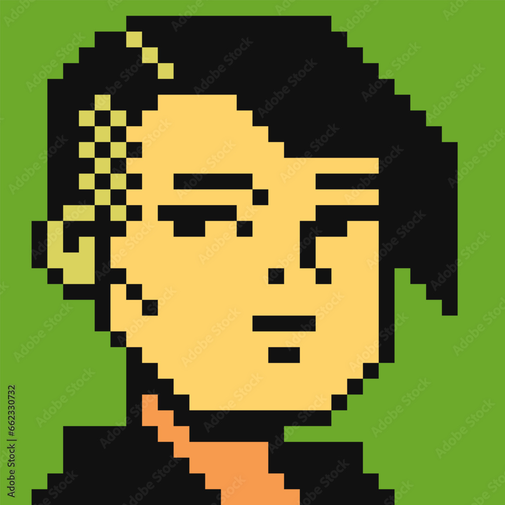Girl with shaved temple and stylish haircut pixel art avatar profile ...