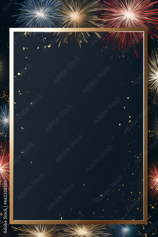 new years eve invitation card with fireworks Stock Illustration | Adobe ...