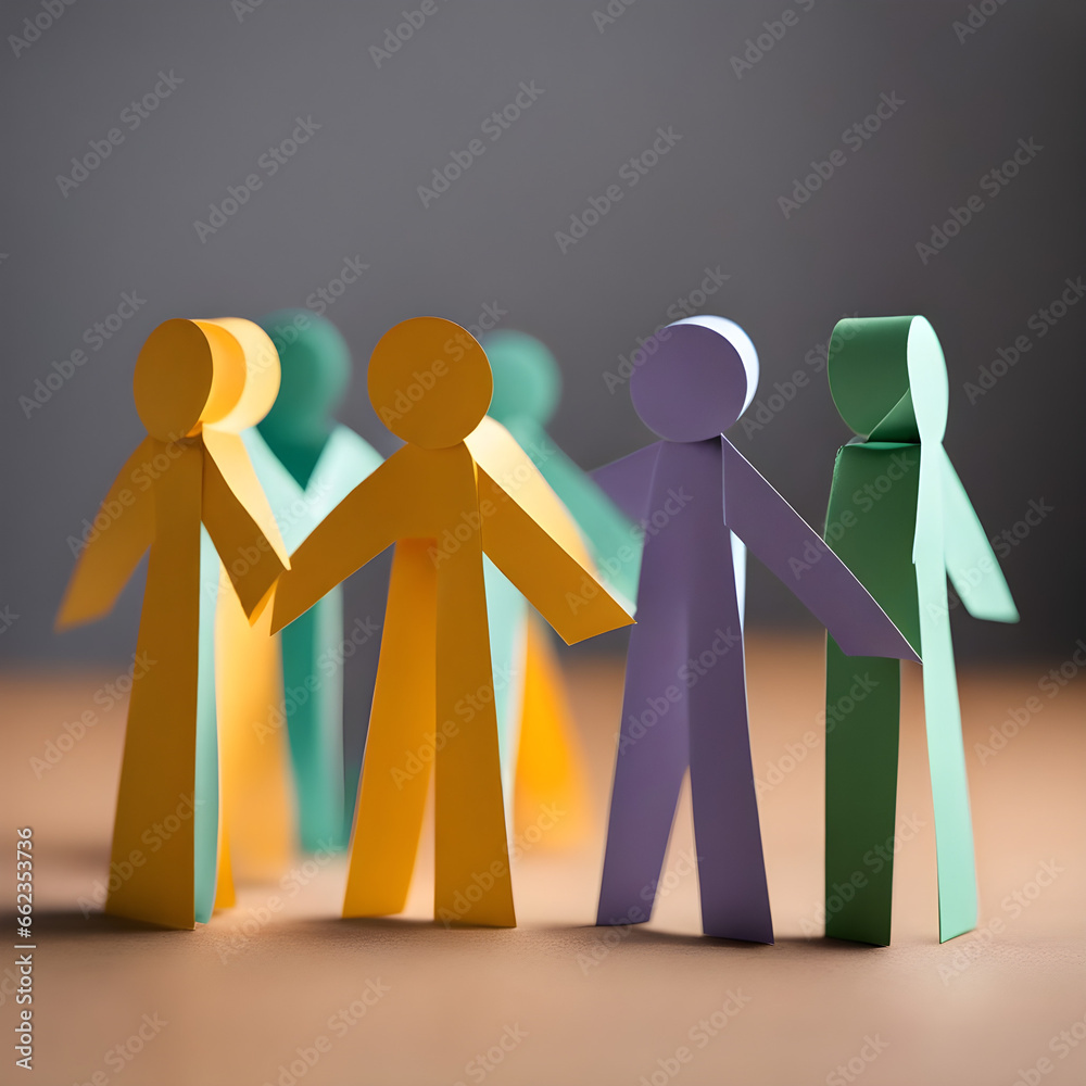 symbolic of paper chains. People are connected to each other. Concept ...