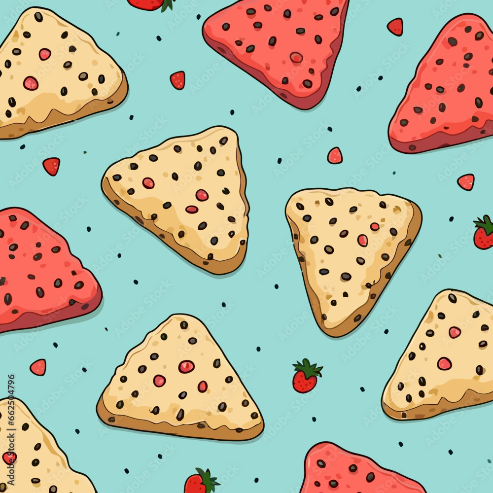 Scone quirky doodle pattern, background, cartoon, vector, whimsical ...