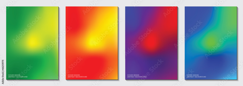 Posters set design with abstract blurred multicolor gradient background ...