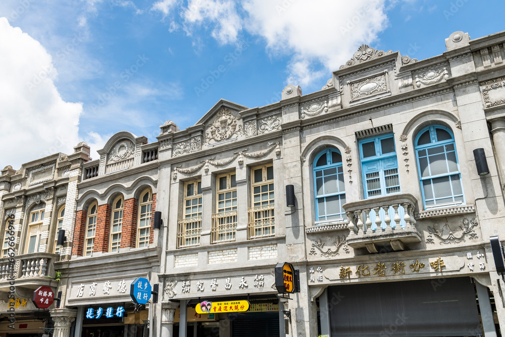 Tainan, Taiwan- June 13, 2022: Building view of Xinhua Old Street in ...