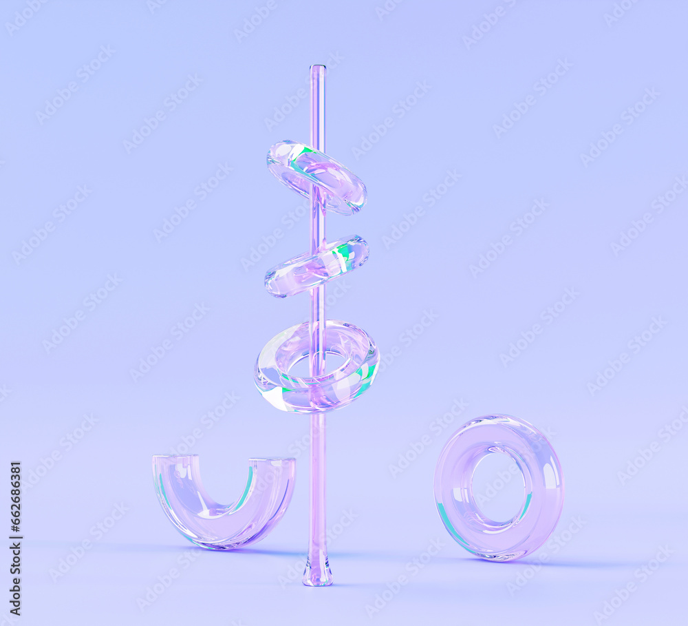 Abstract blue background with glass transparent clear geometric 3d ...