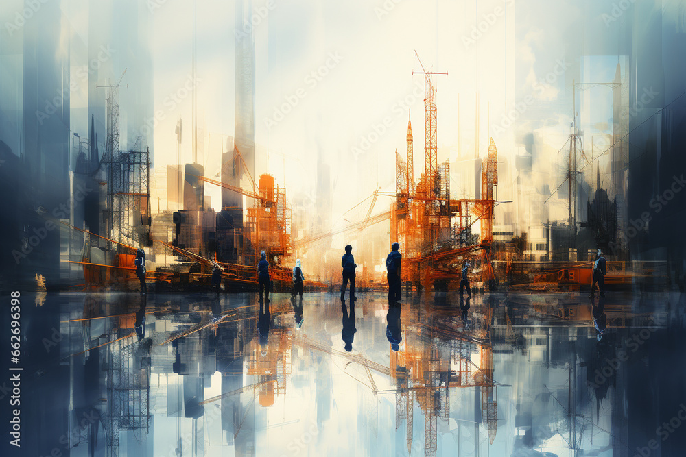 Artistic creative background illustration featuring construction ...