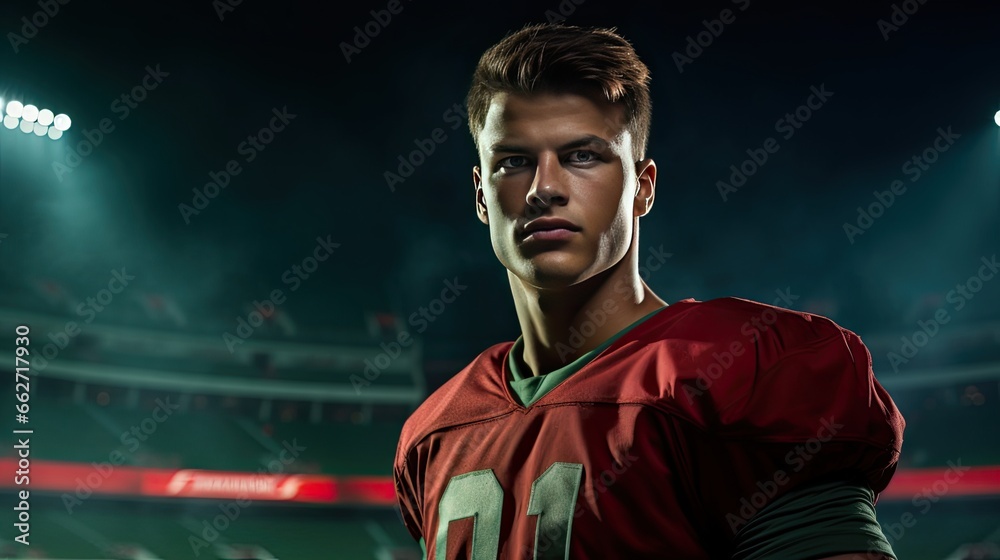 Model portraying a football player's form, emphasizing strength and ...