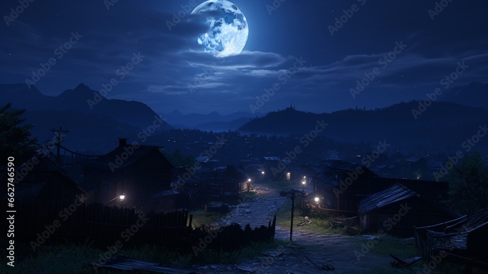 Good night village full mood nature wallpaper image Ai generated art ...