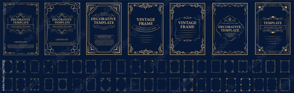 Ornamental label frames. decorative vintage frame and retro badge Stock ...