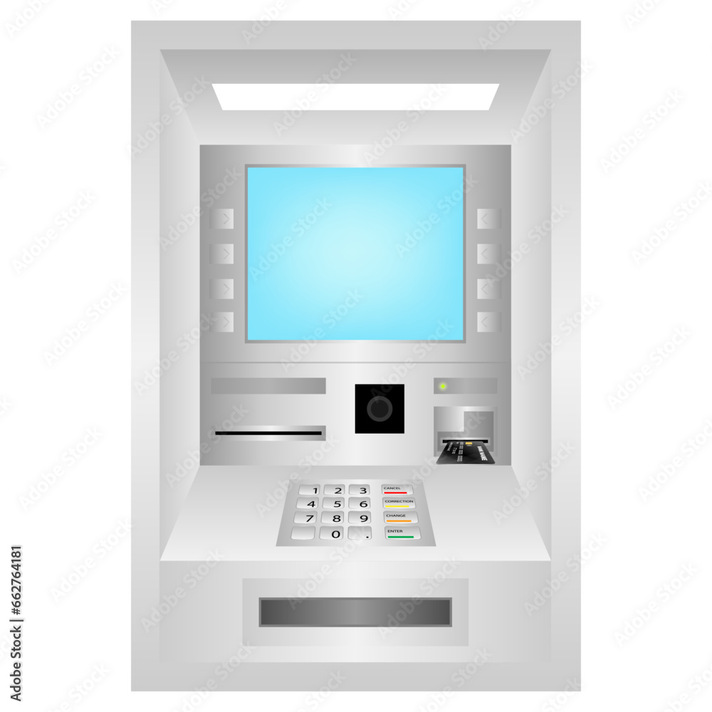 Credit Card, ATM Card or Debit Card Inserting into ATM Machine Card ...