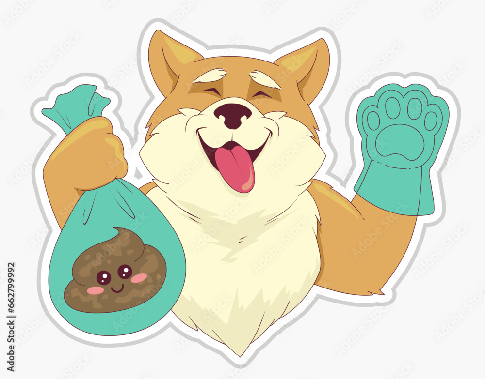 Funny dog character clean up his poops. Please, clean up after your dog ...