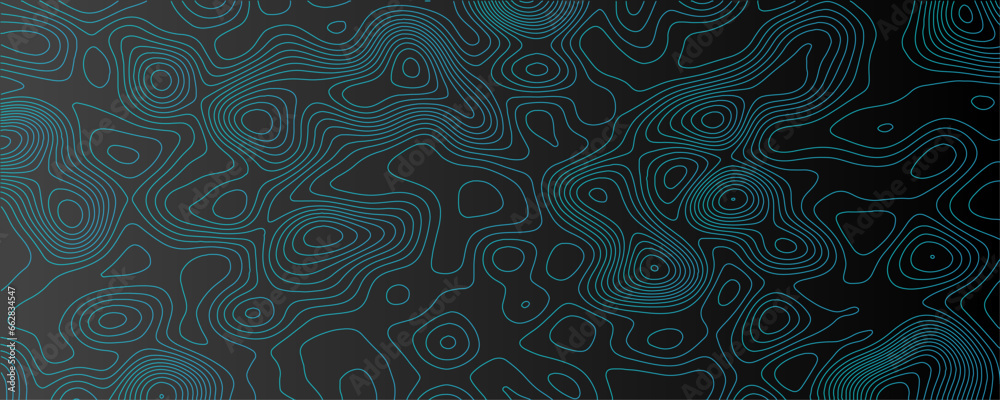 Contour map blue gradient in dark background. Vector geography scheme ...