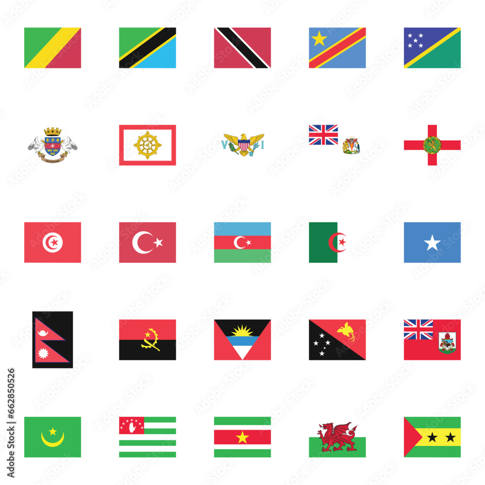 World national flags vector illustrations. Stock Vector | Adobe Stock