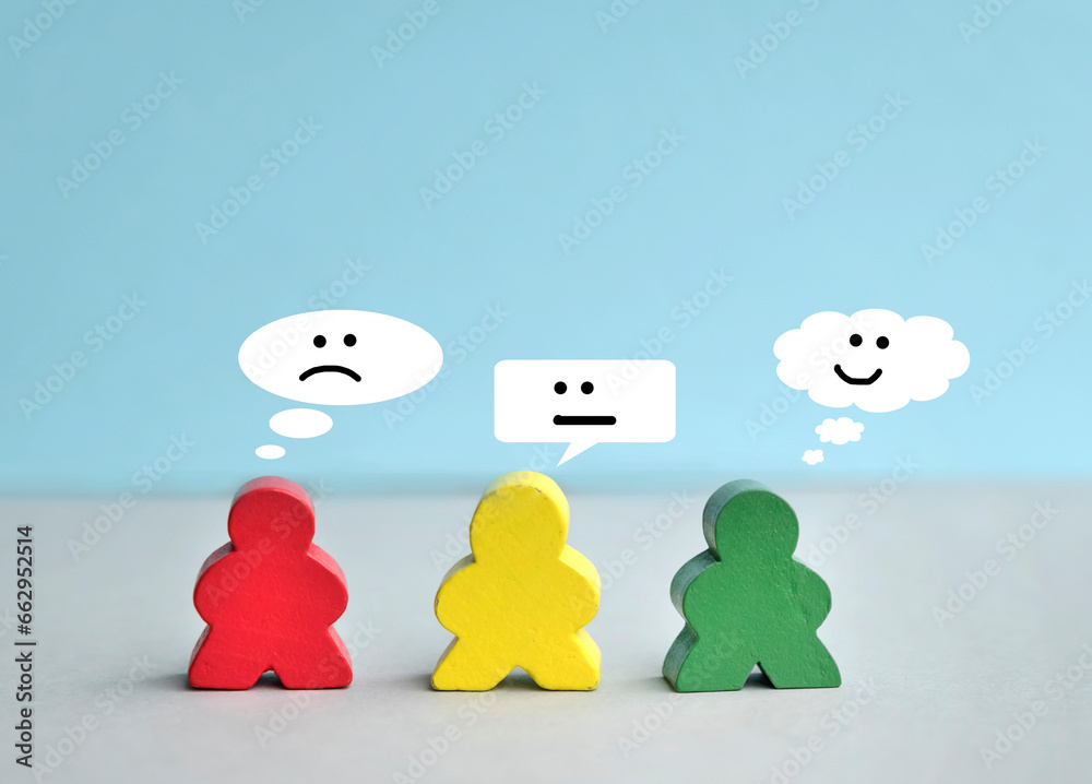 Facial expressions in thinking bubbles . Positive, neutral and negative ...