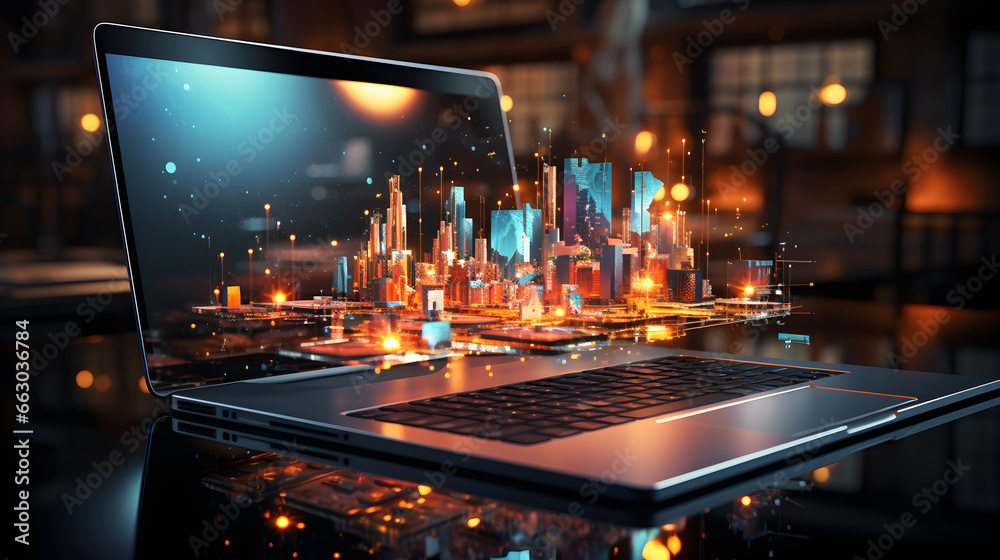 Data exchange, digital technology background, software development ...